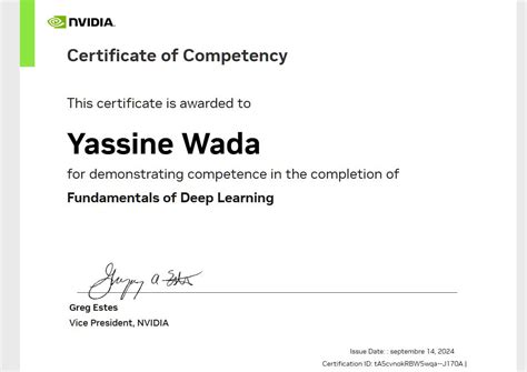 Completed Deep Learning Certification From Nvidia Yassine Wada Posted