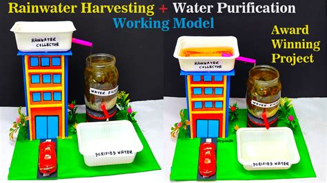 How To Make Rainwater Harvesting And Water Purification Working Model Science Projects Maths