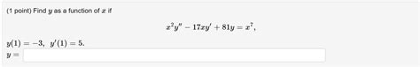 Solved Point Find Y As A Function Of X If Chegg Com