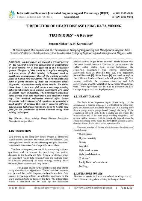 Pdf Prediction Of Heart Disease Using Data Mining Techniques A