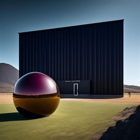 Un Edificio Negro Con Una Gran Bola En El Suelo Frente A él Foto Premium