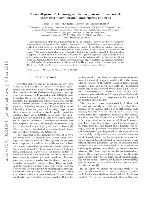 Pdf Phase Diagram Of The Hexagonal Lattice Quantum Dimer Model Order