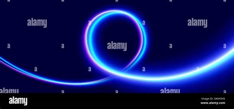 Virtual Fluorescent Ribbon Loop Neon Glowing Line Vector Curve Light Effect Fantastic