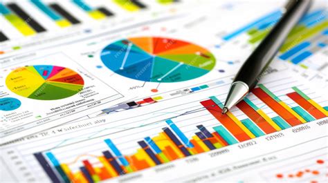 Detailed Financial Report With Colorful Pie Charts Bar Graphs And Data