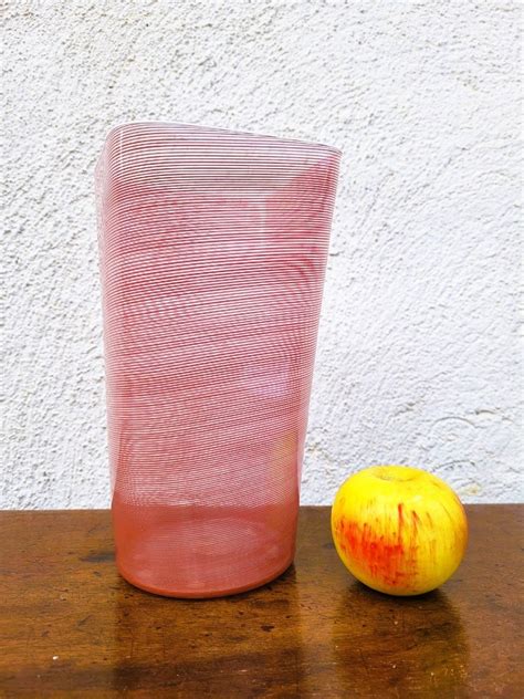 Proantic Barovier And Toso Vase En Verre Avec Filigrane Xxème Siècle