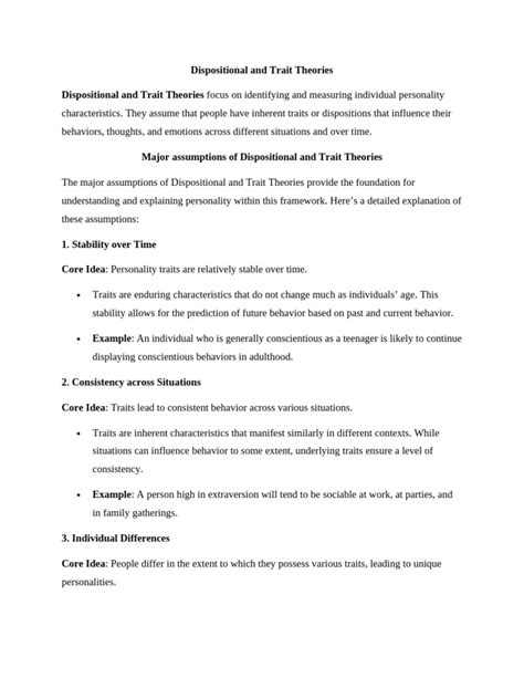 Dispositional And Trait Theories Pdf Id Psychoanalytic Theory Dispositional And Trait Theories Pdf Id Psychoanalytic Theory