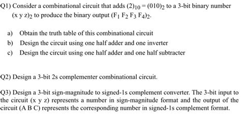 Solved Q1 Consider A Combinational Circuit That Adds 210