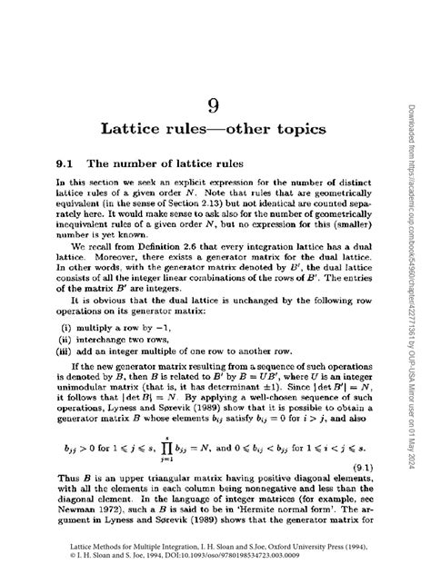Lattice Rule Enumeration Pdf Matrix Mathematics Summation