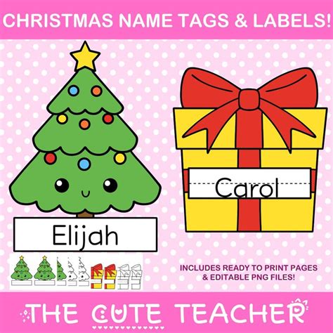 Christmas Tree Name Tags Winter Holiday Bulletin Board Ideas Etsy