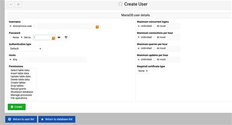 Cant Create Mariadb User Webmin Virtualmin Community