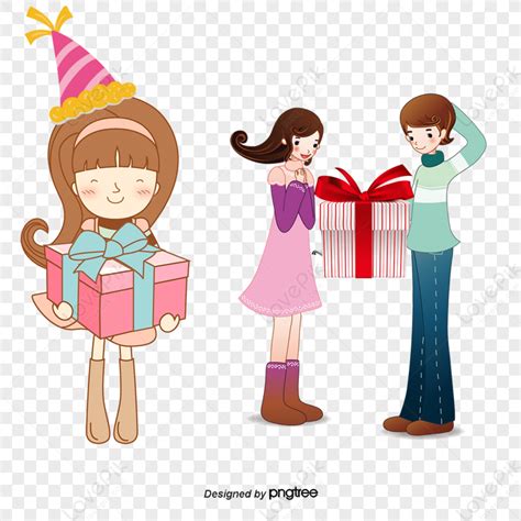 벡터 자유형 받은 선물 아이 일러스트선물케이스만화