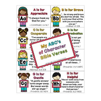 Building Blocks Of Character ABC Bible Verse Cards By Preschool SOS