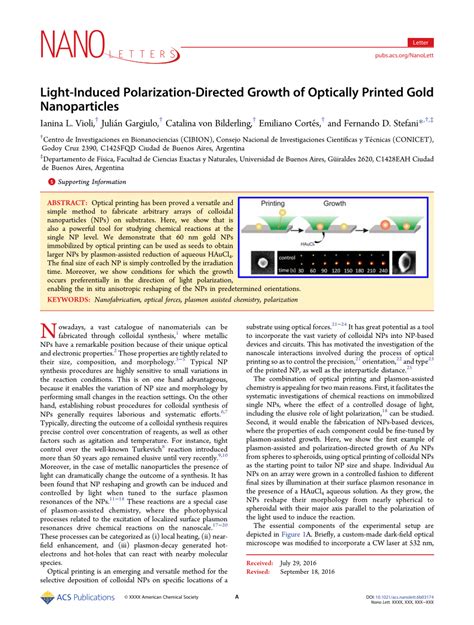 Pdf Light Induced Polarization Directed Growth Of Optically Printed