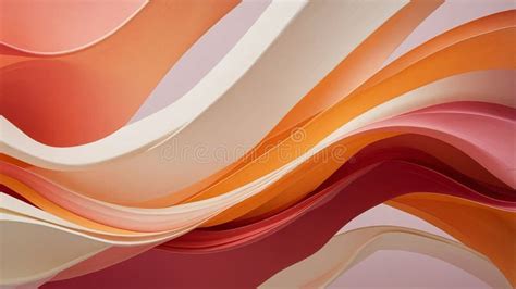Abstract Waves Of Vibrant Orange Peach And Cream Curves Forming An