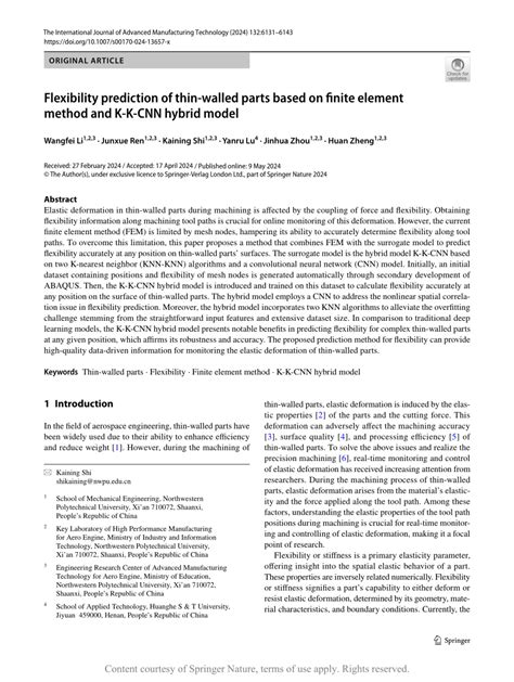 Flexibility Prediction Of Thin Walled Parts Based On Finite Element