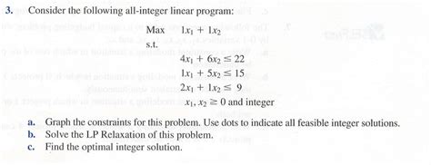 Solved Consider the following all-integer linear program: | Chegg.com