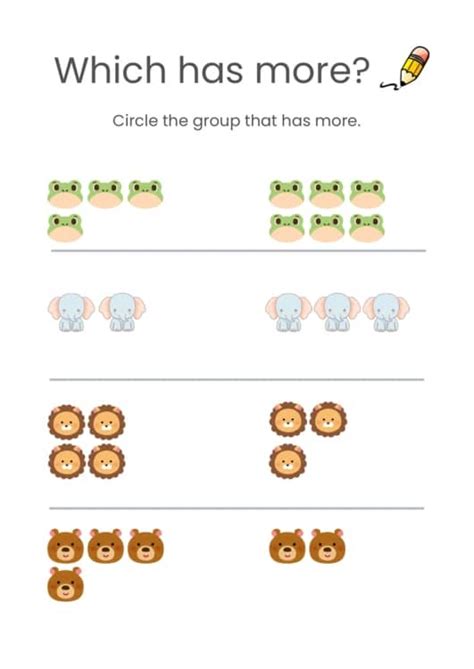 Comparing Quantities Worksheets For Pre K And Kindergarten Which Has More
