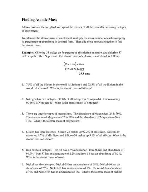 Finding Atomic Mass