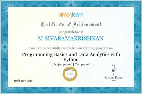 Sivaramakrishnan Mohan On Linkedin Excited To Share That Ive Earned