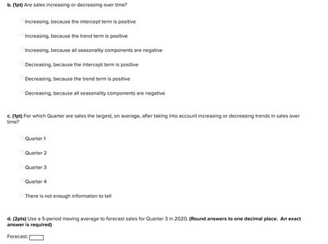 Solved A Time Series Linear Model Is Fit To The Data Chegg