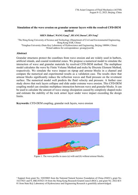 Pdf Simulation Of The Wave Erosion On Granular Armour Layers With The Resolved Cfd Dem Method
