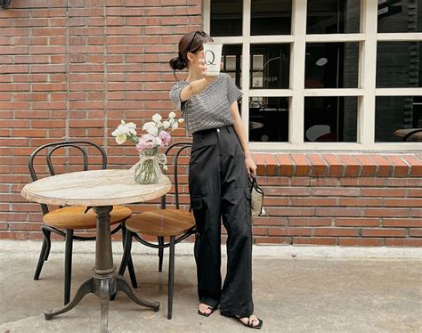 리리앤코 숏롱 카므빈 바스락 카고 뒷밴딩 와이드 팬츠 여름 신상 썸머룩 데일리룩 여행룩 휴양지룩 휴가룩 공항룩 유니크룩 여름룩 여름카고 여름긴바지 여름롱팬츠 데일리