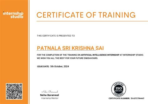 Patnala Sri Krishna Sai On Linkedin Artificialintelligence Training