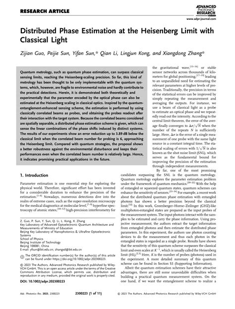 Pdf Distributed Phase Estimation At The Heisenberg Limit With Classical Light