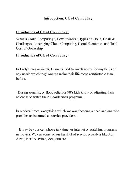 Unit Notes Introduction Cloud Computing Introduction Of Cloud Computing What Is Cloud