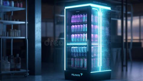Futuristic Data Storage Room Glows Blue With Network Security Equipment Generated By Ai Stock