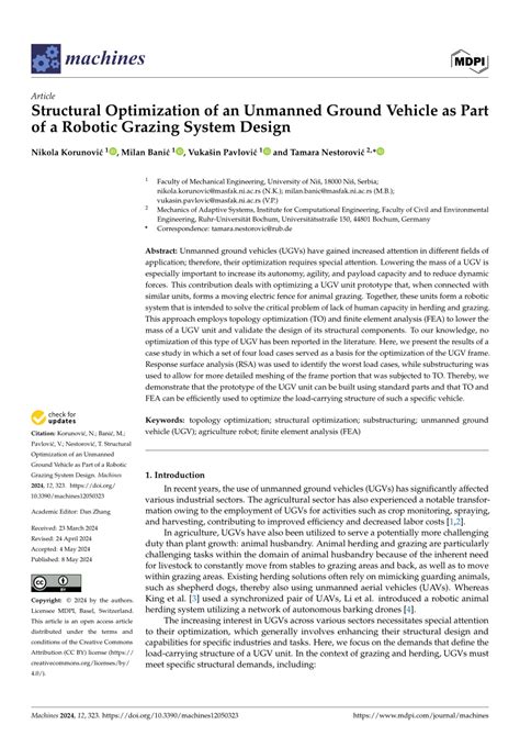 Pdf Structural Optimization Of An Unmanned Ground Vehicle As Part Of A Robotic Grazing System