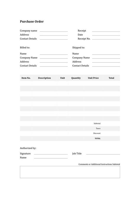 Purchase Order Template