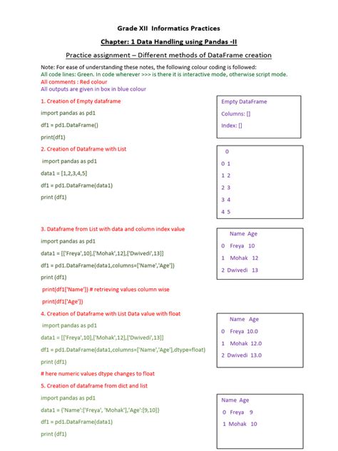 Pandas Dataframes Creation Pdf Comma Separated Values Software