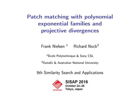 Patch Matching With Polynomial Exponential Families And Projective Divergences Ppt