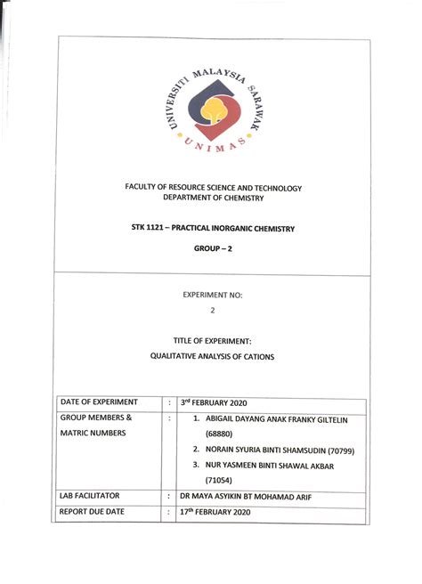Experiment Inorganic Chemistry Inorganic Chemistry Kimia Bukan Organik Studocu