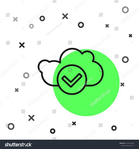 Black Line Cloud Check Mark Icon Stock Vector Royalty Free Shutterstock