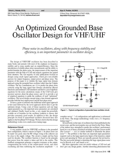 an optimized grounded base oscillator design for vhf uhf pdf