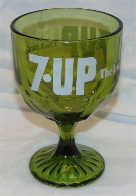 7 Up The Uncola Glass Vintage Green Goblet Etsy