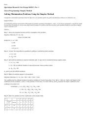 Operations Research Simplex Method Minimization Pdf Home Operations Research For Eteeap
