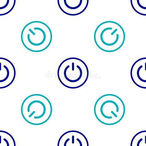 Blue Power Button Icon Isolated Seamless Pattern On White Background Start Sign Stock Vector