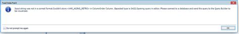 Input String Not In Correct Format Error Toad Data Point And Toad