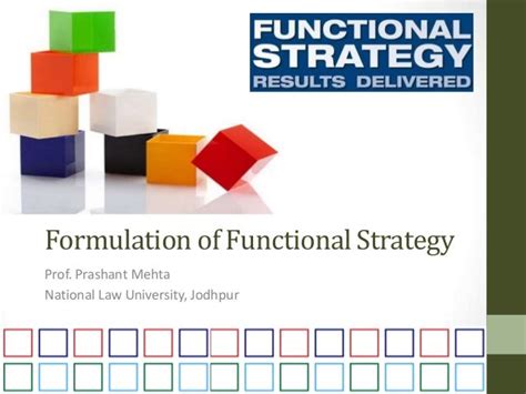 Formulation Of Functional Strategies