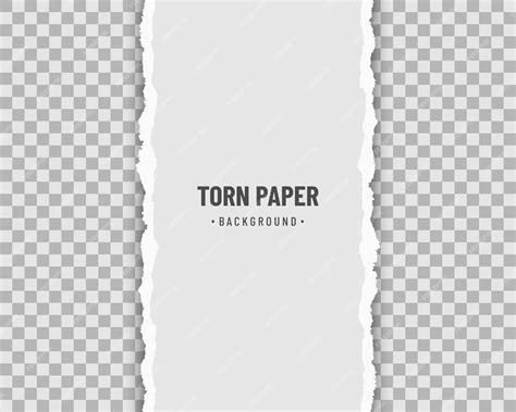 투명한 배경에 부드러운 그림자가 있는 세로로 찢어진 종이 프리미엄 벡터