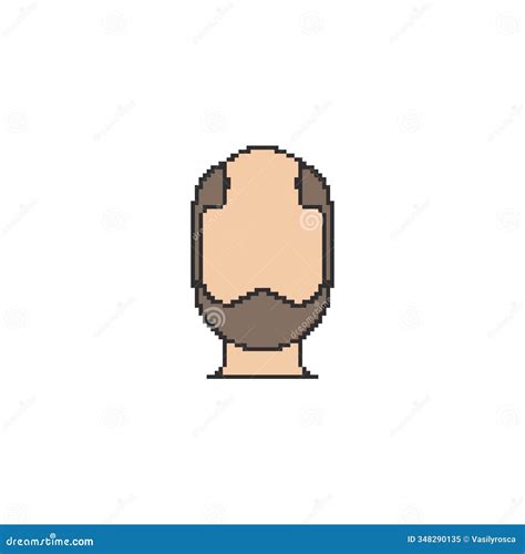 Pixelated Bald Avatar Simple Pixel Art Faceless Human Figure With Partial Hair On The Sides