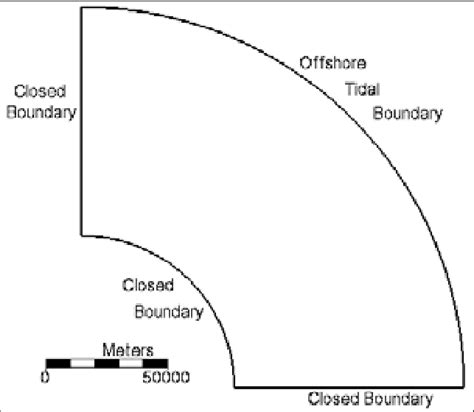 Computational Domain For Tidal Propagation In A Quarter Annulus