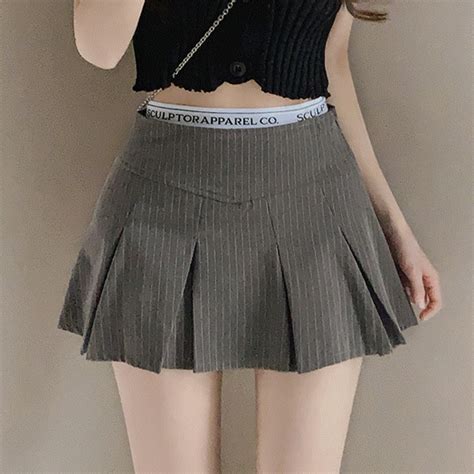 밴딩포인트치마바지 로우라이즈 플리츠 미니 스커트 2color 에이블리