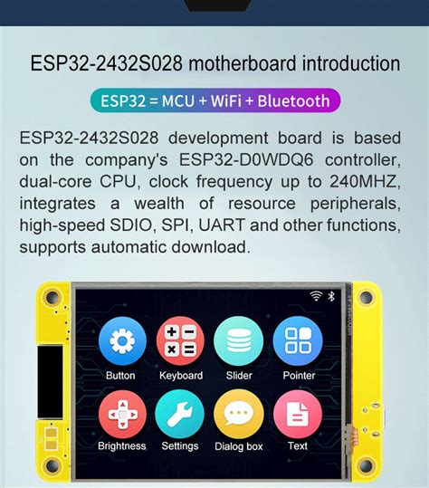 Esp32 Arduino Lvgl Wifiand บอร์ดทดลองบลูทูธ 28 นิ้ว 240320 หน้าจอสมาร์ท
