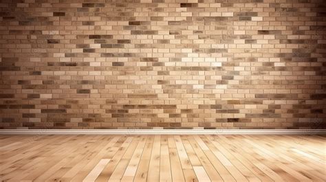 빈 디자인 나무 바닥과 벽돌 벽을 갖춘 충분한 복사 공간 3d 렌더링된 공간 내부 배경 빈 벽 배경 벽돌 벽 배경 이미지