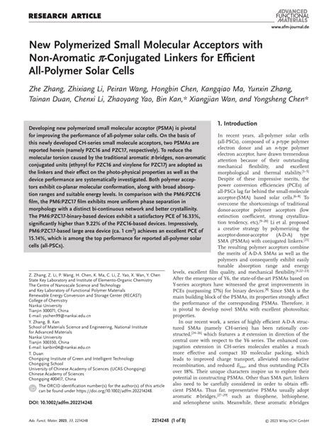 New Polymerized Small Molecular Acceptors With Non‐aromatic π‐conjugated Linkers For Efficient