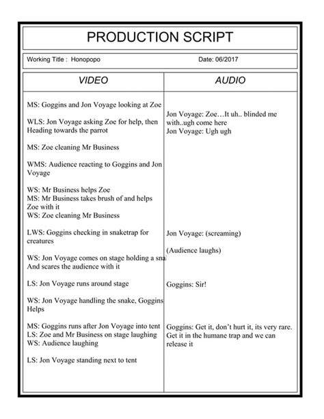 Production Script Honopopo Pdf Free Download